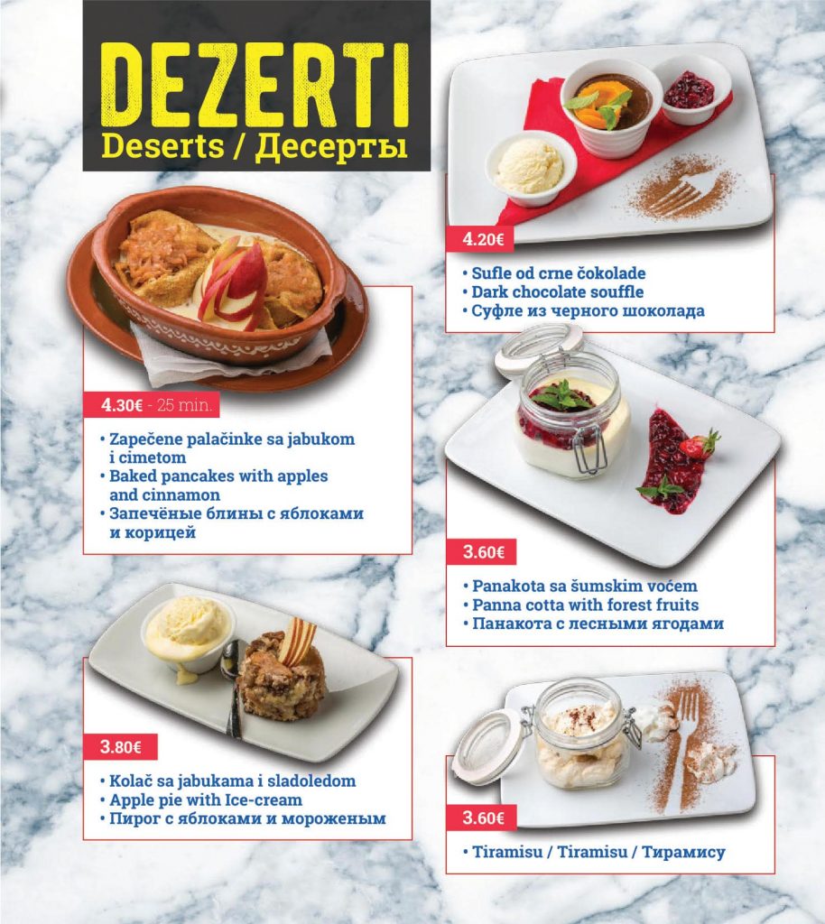 Meni - Restoran Apetit